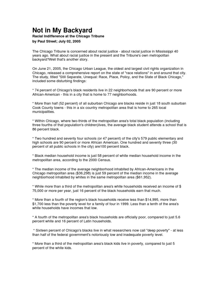 Not in My Backyard | PDF | Racism | Discrimination & Race Relations