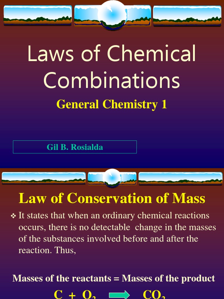 Laws of Chemical Combinations: General Chemistry 1 | PDF | Atoms | Electron