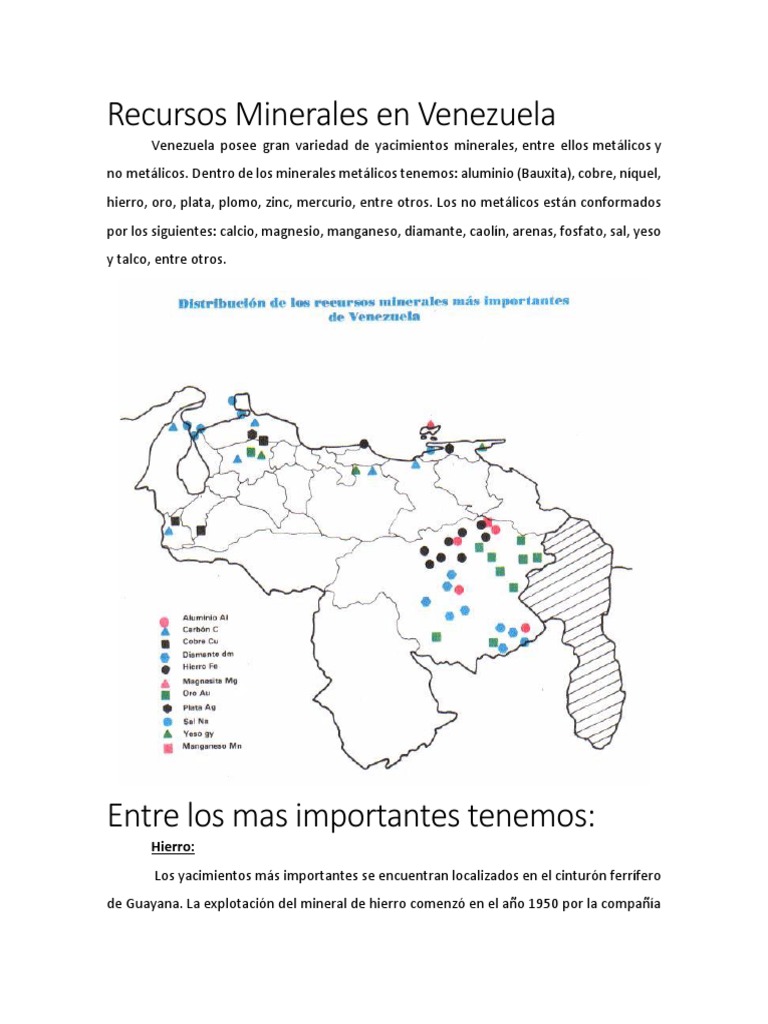 Recursos Minerales en Venezuela | PDF | Venezuela | Minerales