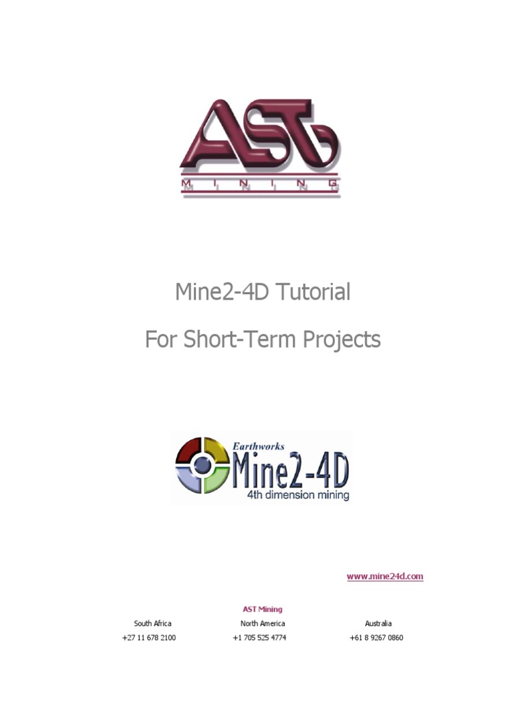 Mine2 4d Tutorial For Short Term Projects Ast Mining Pdf Computer