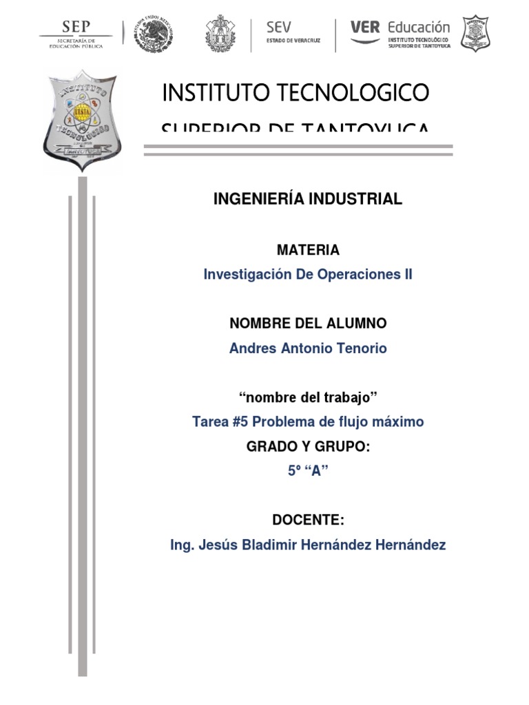 Tarea #5 Flujo Maximo | PDF | Algoritmos | Bomba