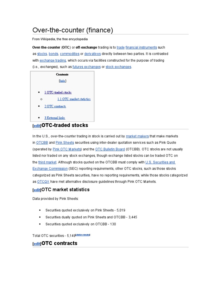 Over-The-Counter (Finance) : OTC-traded Stocks | PDF | Over The Counter ...