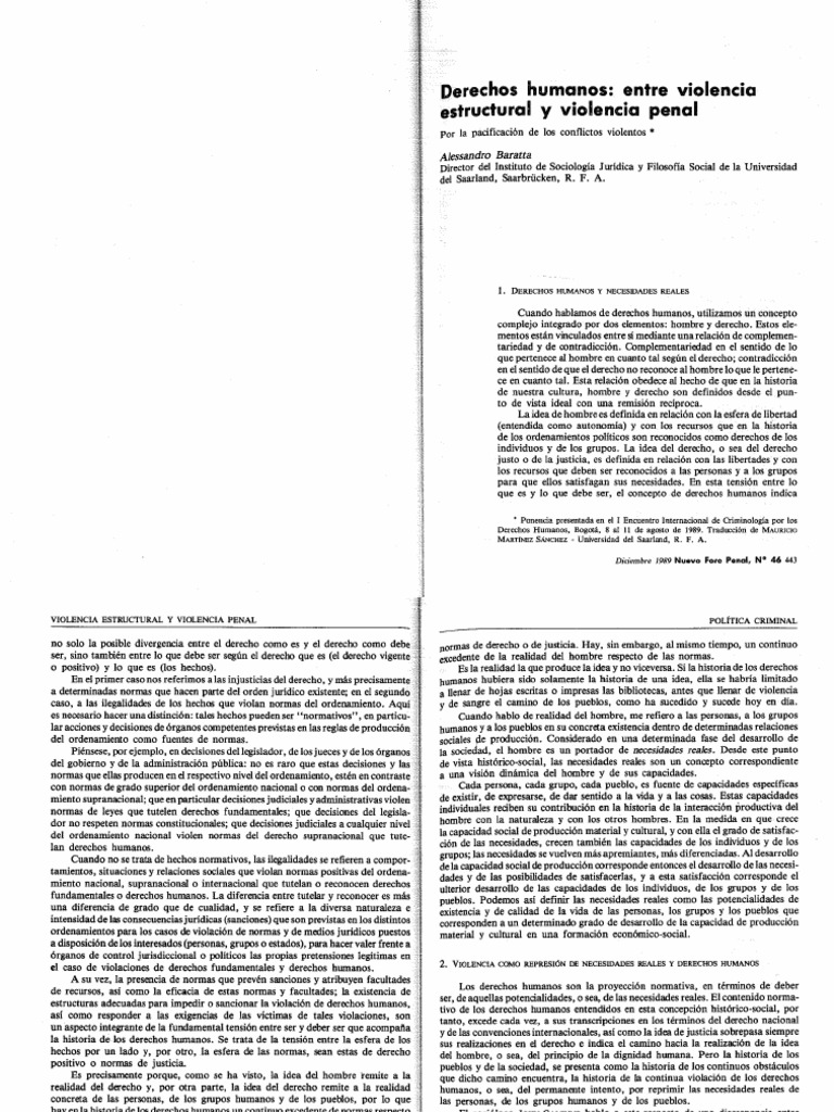 Alessandro Baratta - Derechos Humanos. Entre Violencia Estructural y ...