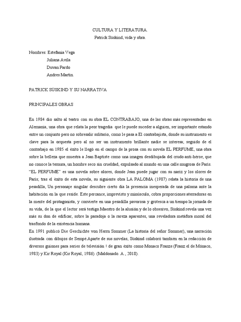Patrick Suskind, Vida y Obra. | PDF