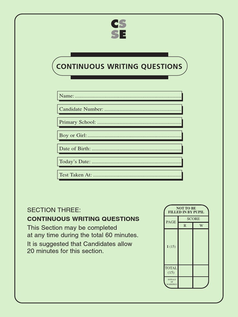 Familiarisation CSSE Continuous Writing | PDF