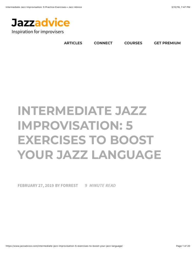Intermediate Jazz Improvisation: 5 Practice Exercises | Download Free ...