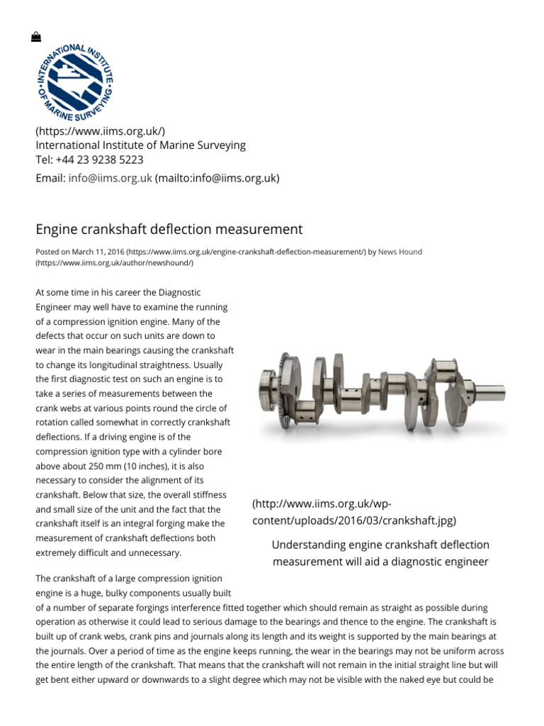 Engine Crankshaft Deflection Measurement | PDF | Bearing (Mechanical ...