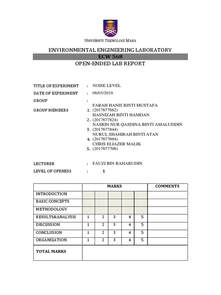Environmental Engineering Laboratory Open-Ended Lab Report | PDF ...