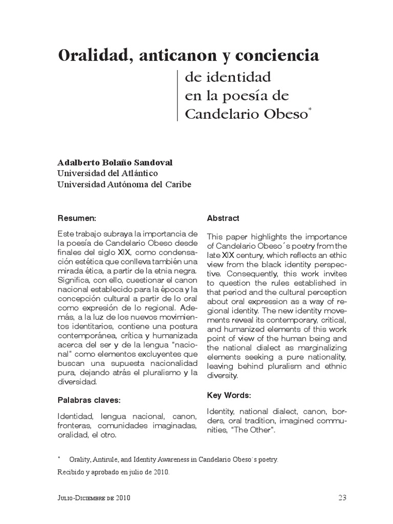 Oralidad y Anticanon Jorge Artel | PDF | Poesía | Colombia