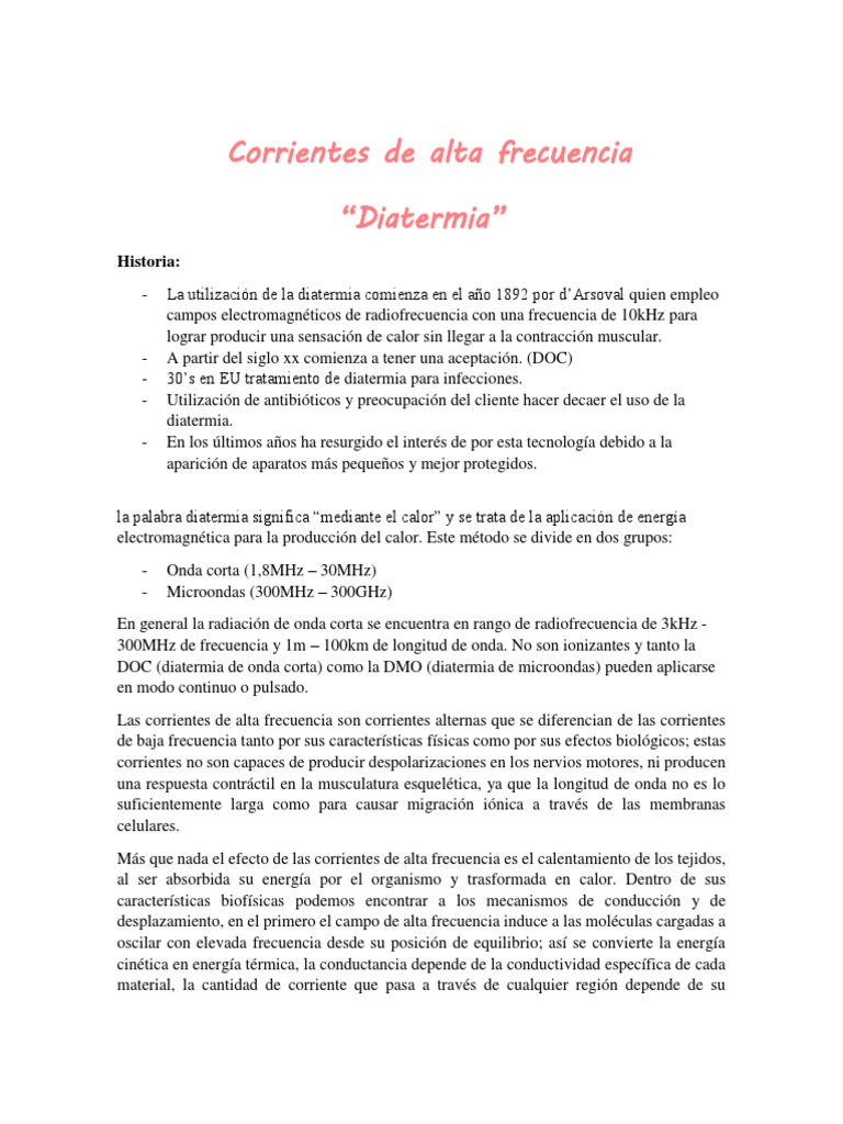 Corrientes de Alta Frecuencia | PDF | Corriente eléctrica | Conduccion ...