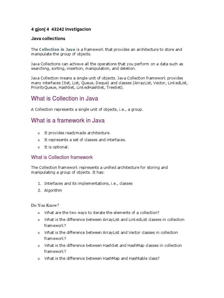 Methods of Collection Interface | PDF | Method (Computer Programming ...