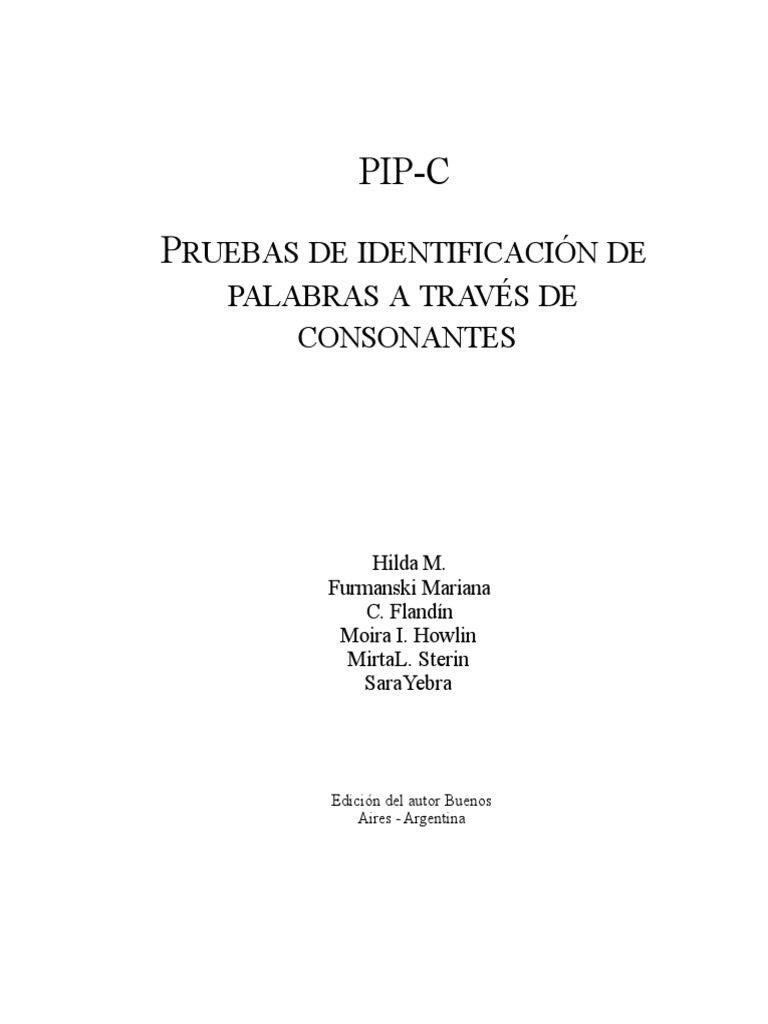 Pruebas PIP-C: Identificación Consonantes | PDF | Fonema | Vocal
