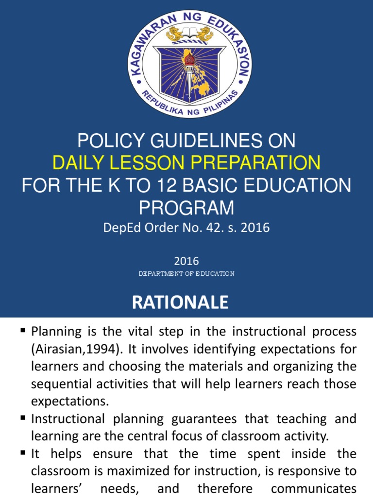 DO # 42 S. 2016 Preparation of DLL and DLP Presentation | PDF ...