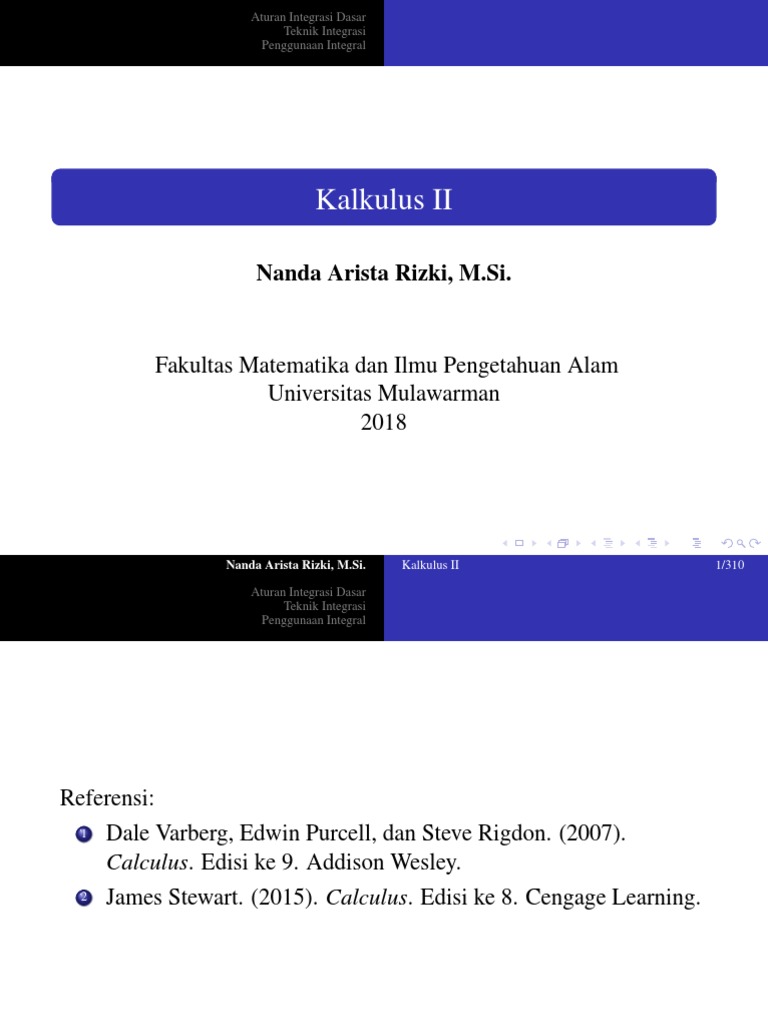 Panduan Integrasi Kalkulus II | PDF | Metode & Bahan Ajar