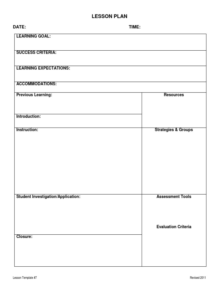 Lesson Plan: Date: Time | PDF