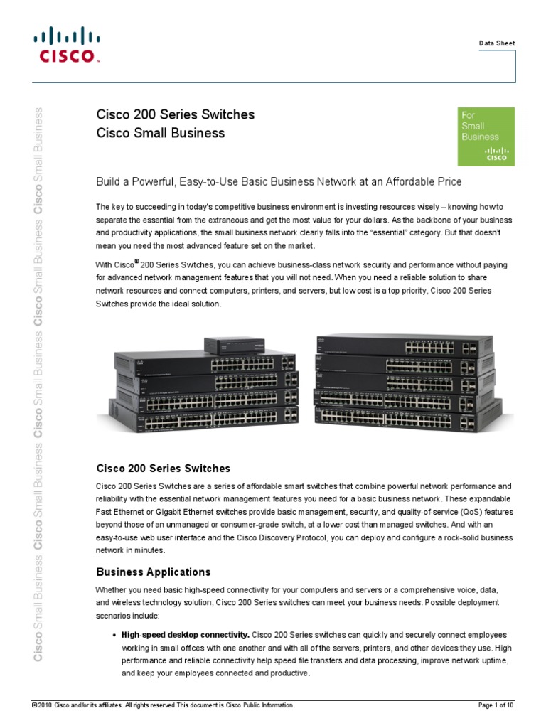 Cisco 200 Series Switches Cisco Small Business | PDF | I Pv6 | Network Switch