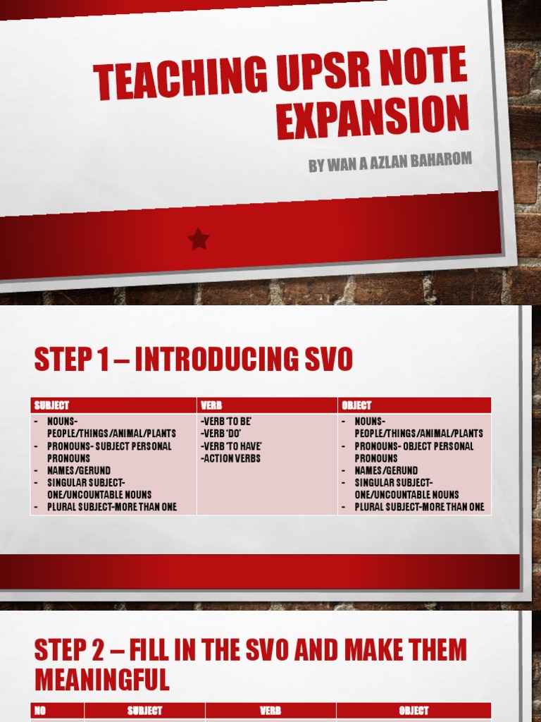 Teaching Upsr Note Expansion | PDF | Subject (Grammar) | Object (Grammar)