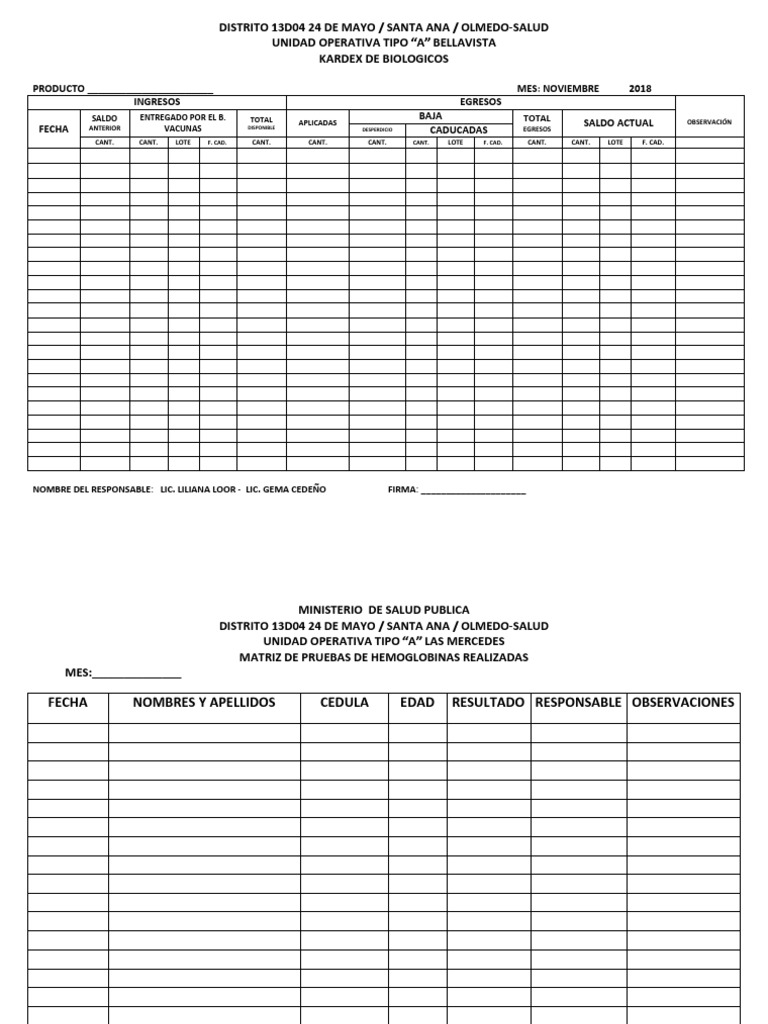 Kardex de Biologico | PDF