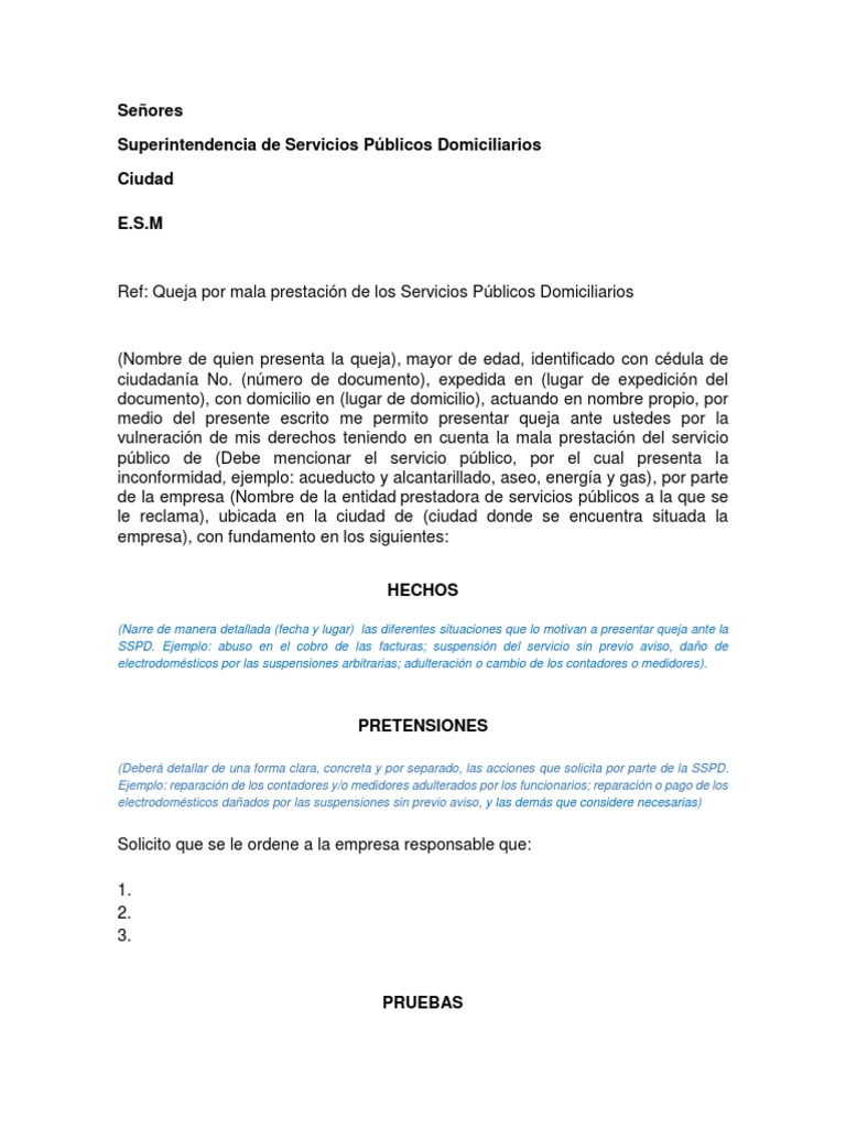 Minuta para Presentar Queja Por Mala Prestación de Los Servicios ... Minuta para Presentar Queja Por Mala Prestación de Los Servicios ...