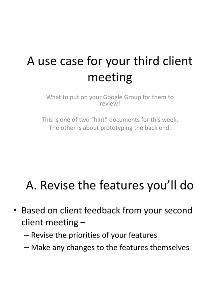 Client Meeting Use Case Guidelines | PDF