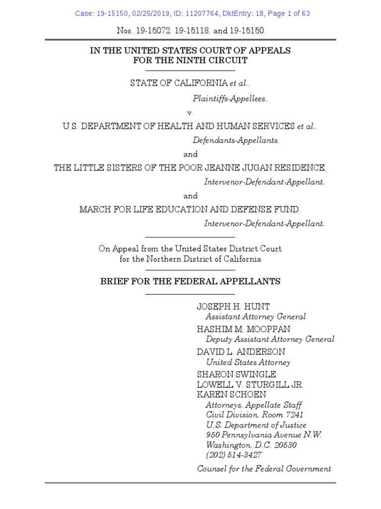 Opening Brief Federal Appellants | PDF | Government Of The United ...