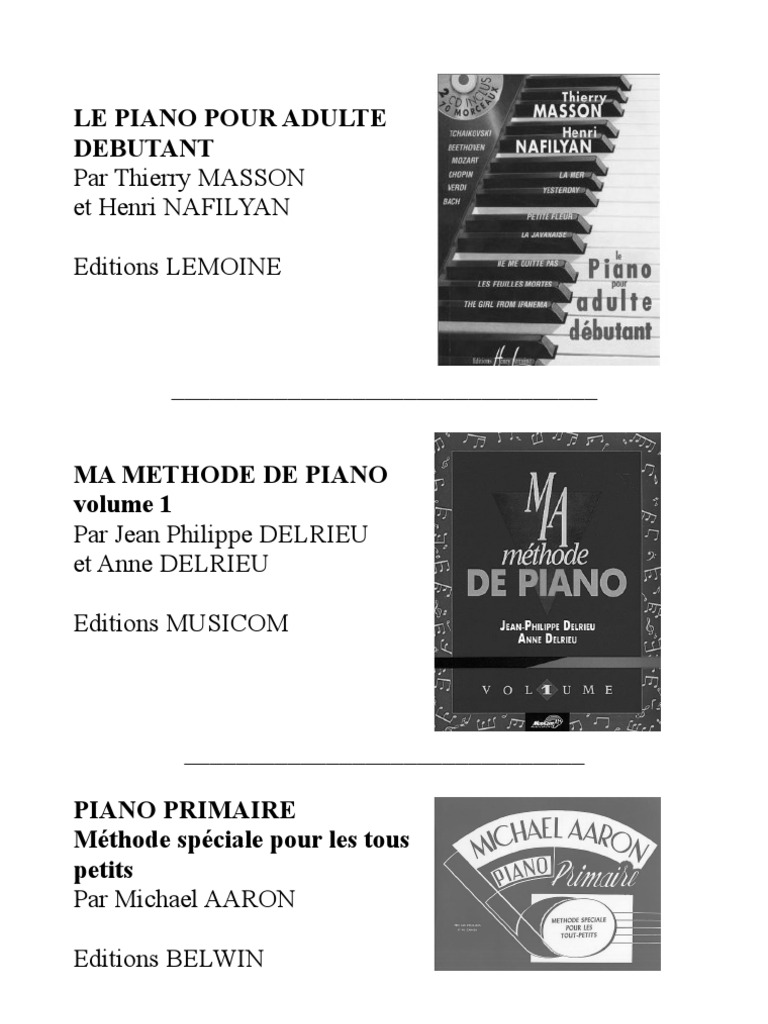 Méthode de Piano pour Adultes Débutants | PDF