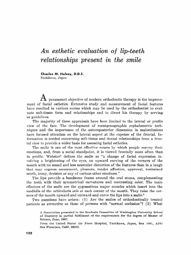 An Esthetic Evaluation Lip-Teeth Relationships Present in The Smile ...