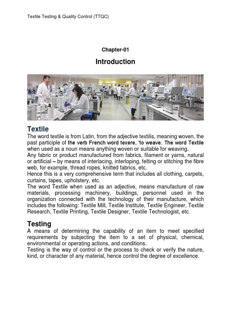 Textile Testing & Quality Control | PDF | Textiles | Quality Assurance