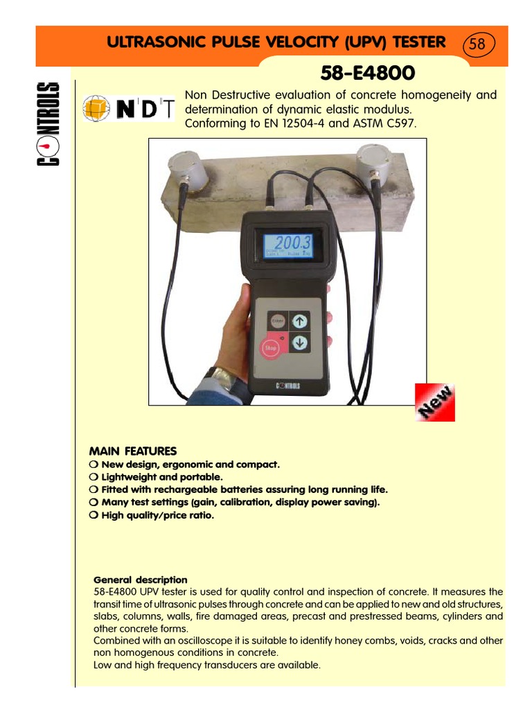 Controls Ultrasonic Pulse Velocity Tester 58 E4800epdf | PDF ...