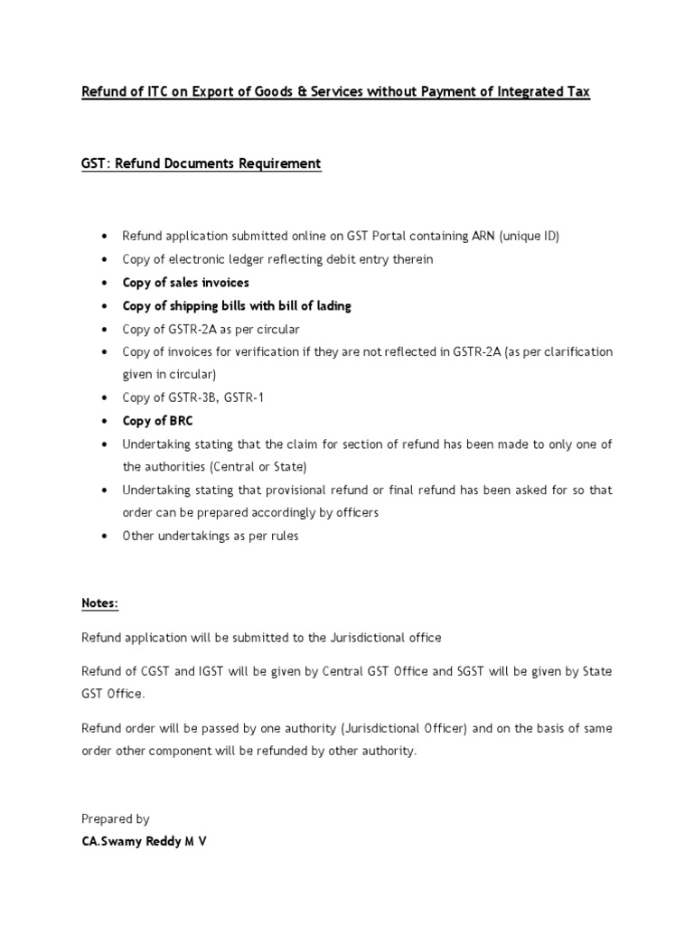 GST Refund Documentation | PDF | Finance & Money Management