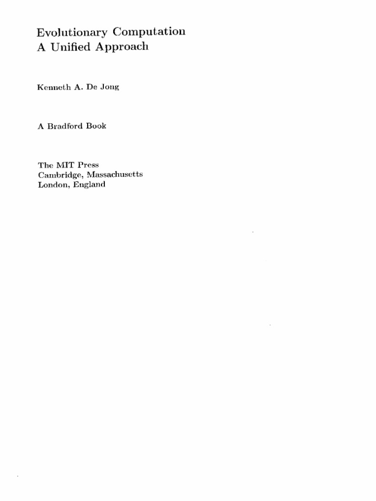Evolutionary Computation A Unified Approach: Kenneth A. de Jong | PDF | Natural Selection ...