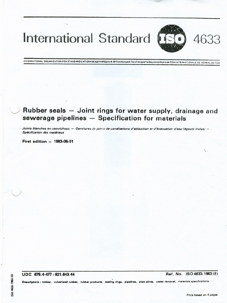 ISO-4633-1983 Water Rubber Seals PDF | PDF