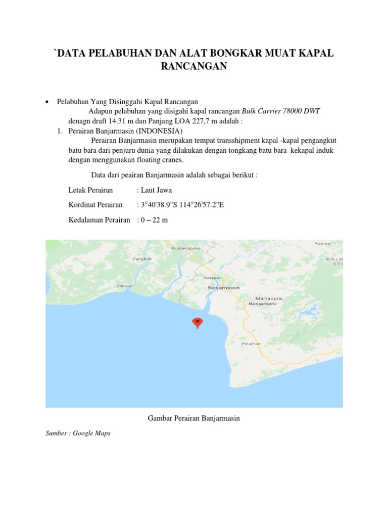 Data Pelabuhan Dan Alat Bongkar Muat Kaapal Rancangan | PDF | Bisnis