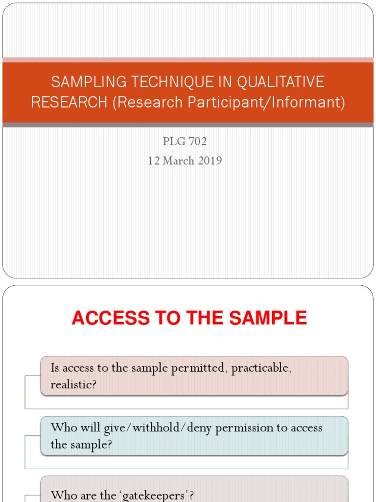 Sampling Technique in Qualitative RESEARCH (Research Participant ...
