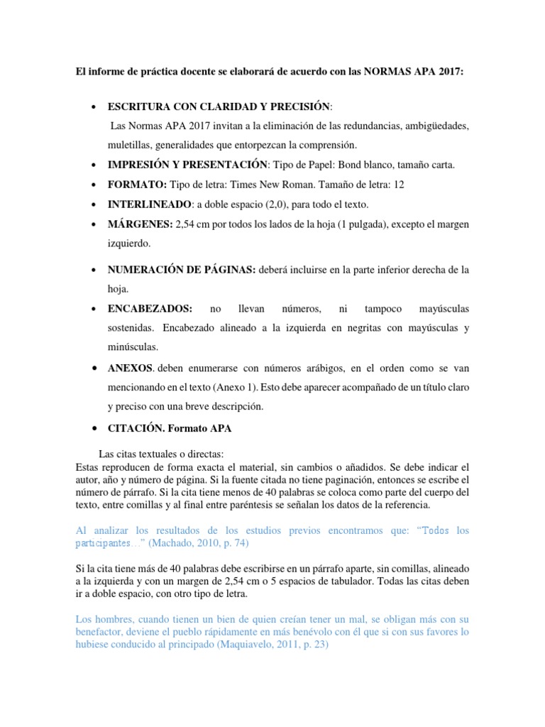 Normas APA para Informe de Prácticas | PDF