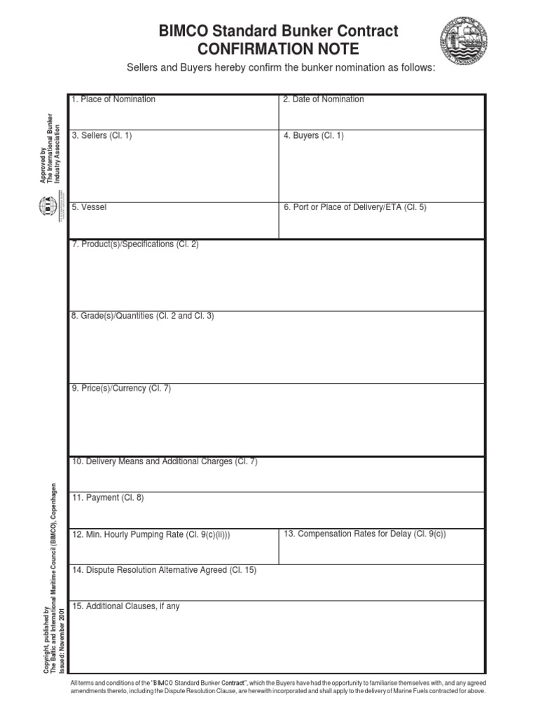 Bimco Standard Bunker Contract | PDF | Arbitration | Mediation