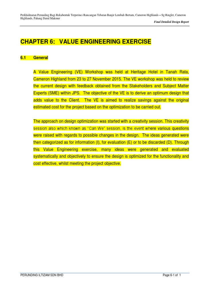 Value Engineering for Flood Design Report | PDF | Business | Art