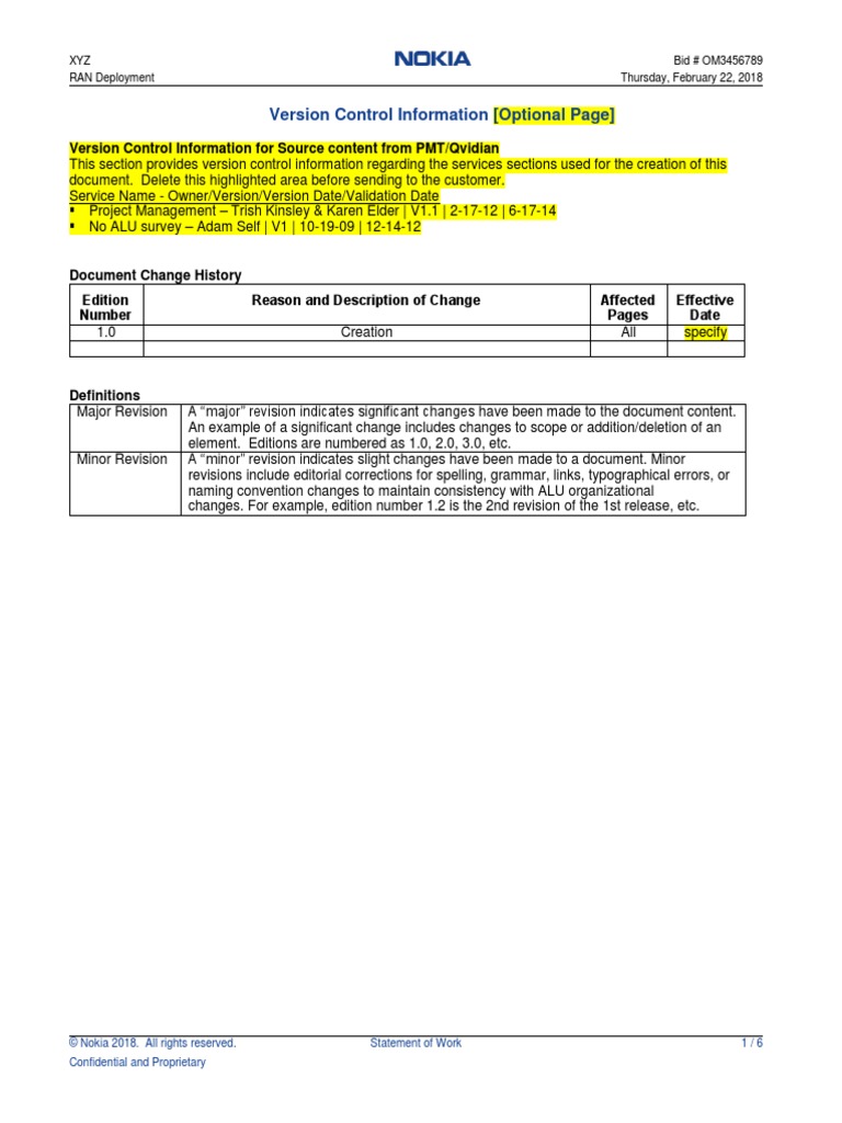 Version Control Information (Optional Page) | PDF | Project Management ...