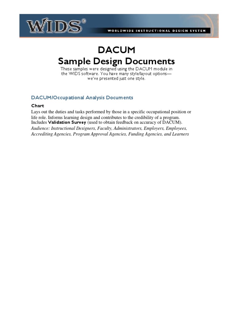Dacum Sample Design Documents | Download Free PDF | Radiography ...