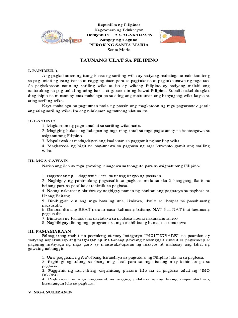 Accomplishment Report in Filipino | PDF