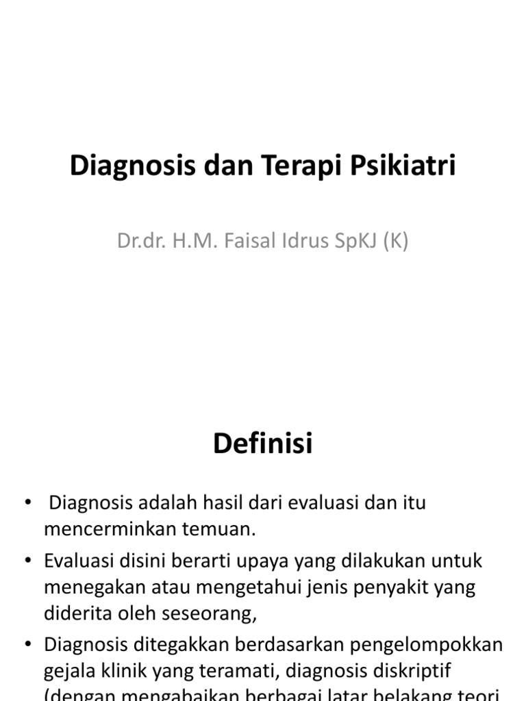 Diagnosis Dan Terapi Psikiatri | PDF