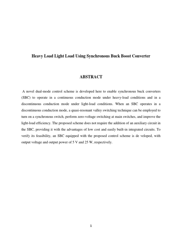 Heavy Load Light Load Conversion Report | PDF | Power Supply ...