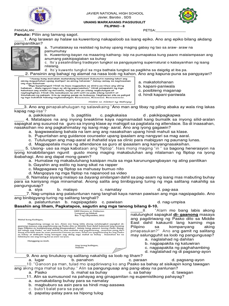 Filipino G8 (1st Quarter) | PDF
