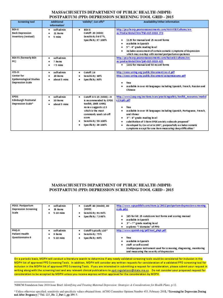 Massachusetts Department of Public Health (MDPH) Postpartum (PPD ...