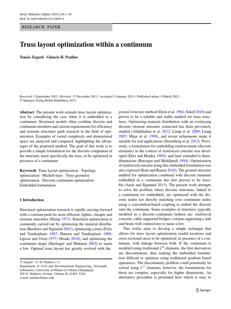SMO 13 TrussLayoutOptimization | PDF | Finite Element Method | Mathematical Optimization