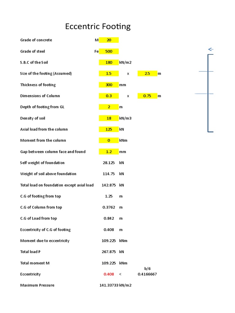 Eccentric Footing Design Specifications | PDF