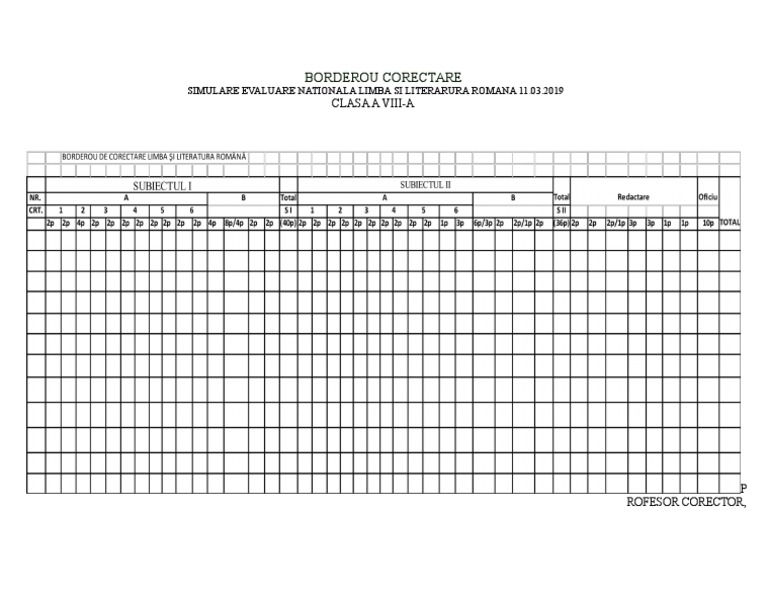 Borderou Evaluarea Nationala | PDF
