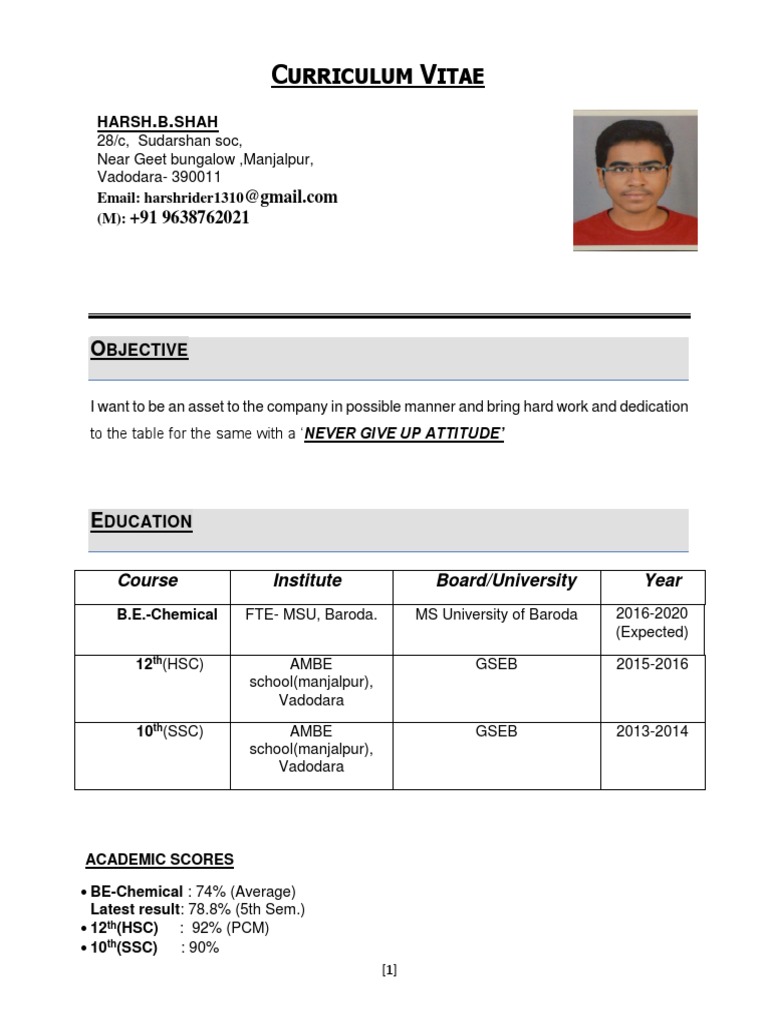 CV-Harsh Final Updated | PDF | Gujarat | Behavior Modification