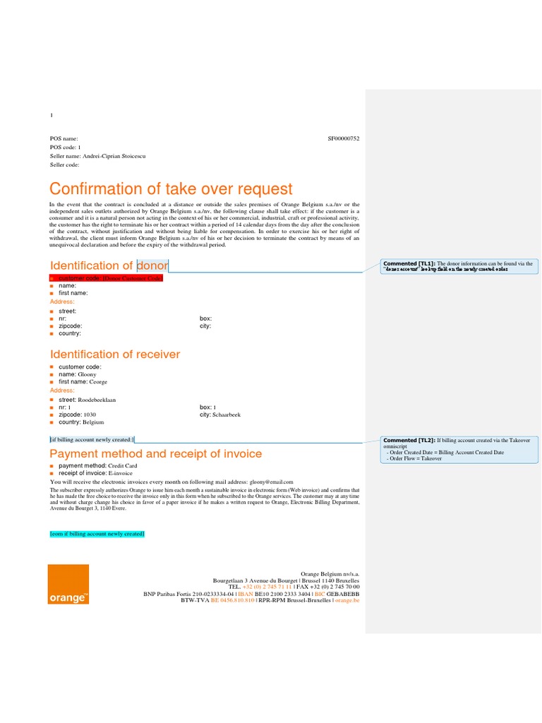 Confirmation of Take Over Request | PDF | Subscription Business Model ...