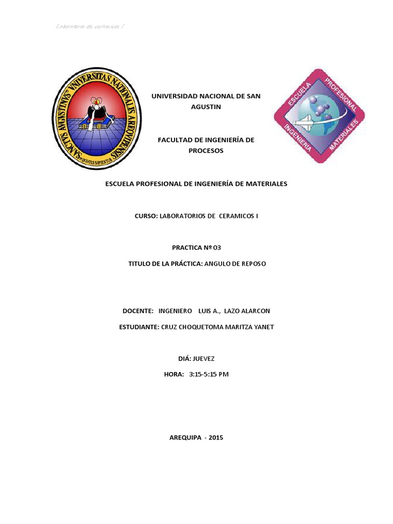 Practica 3 Angulo de Reposo | PDF | Tornillo | Aluminio
